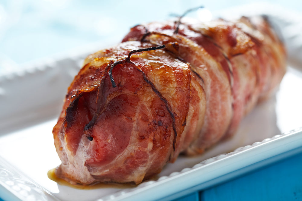 2 x Mini Pork Fillet Roasts wrapped in Bacon – Boston Sausage